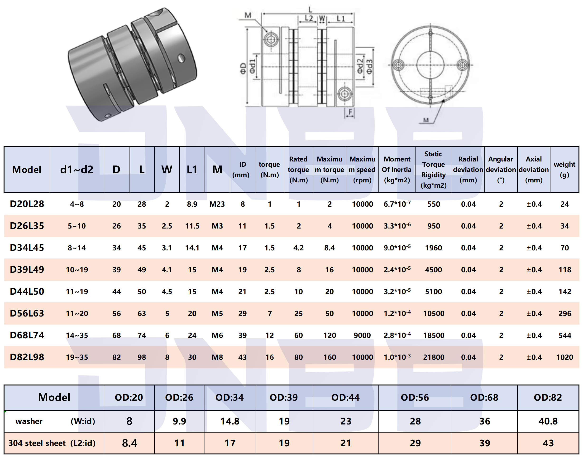 Aluminum Alloy D26l26 Single Diaphragm Coupling Elastic Joint D26mm ...