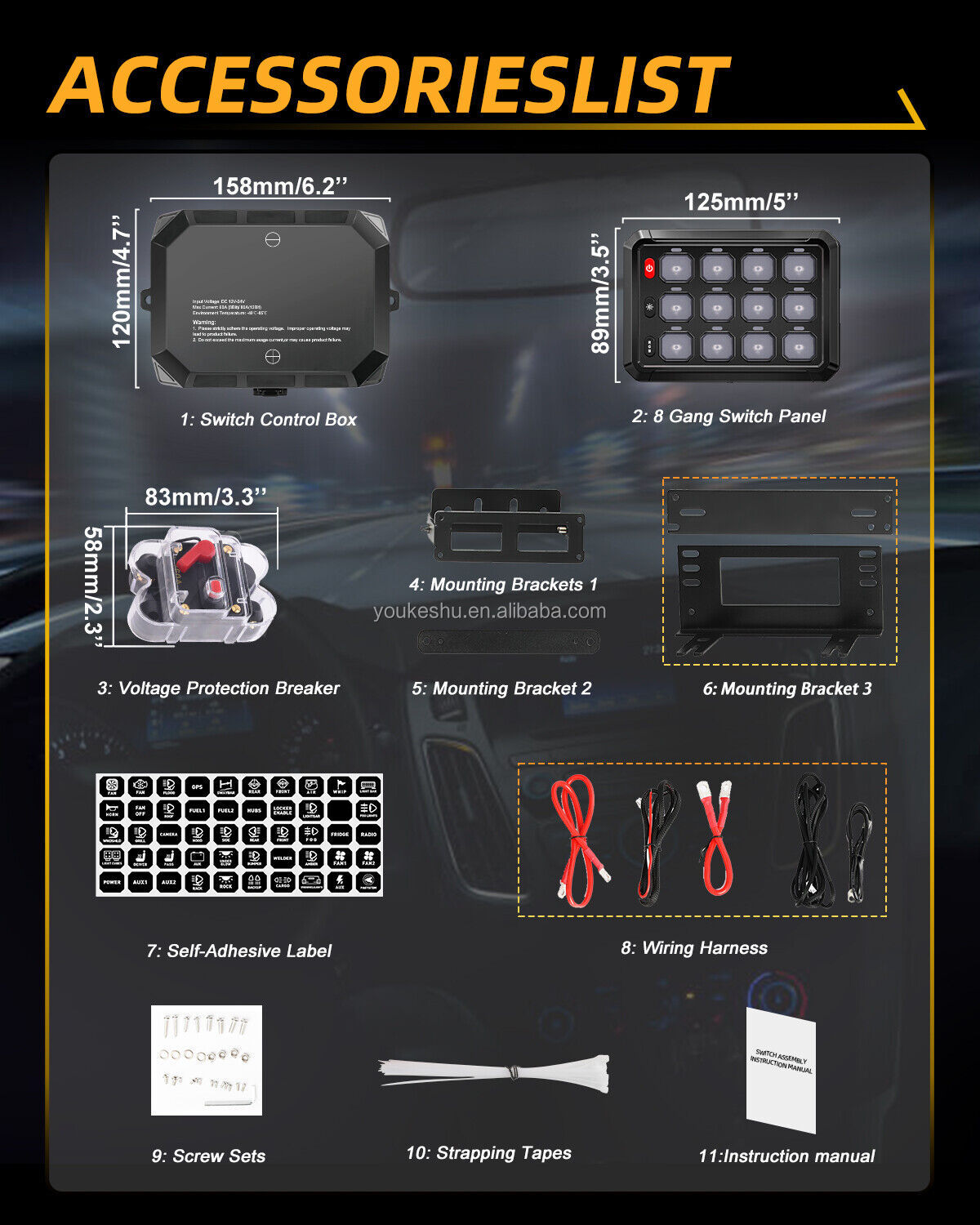12 Gang Switch Panel: Multifunction Switch Pod With Strobe Circuit ...