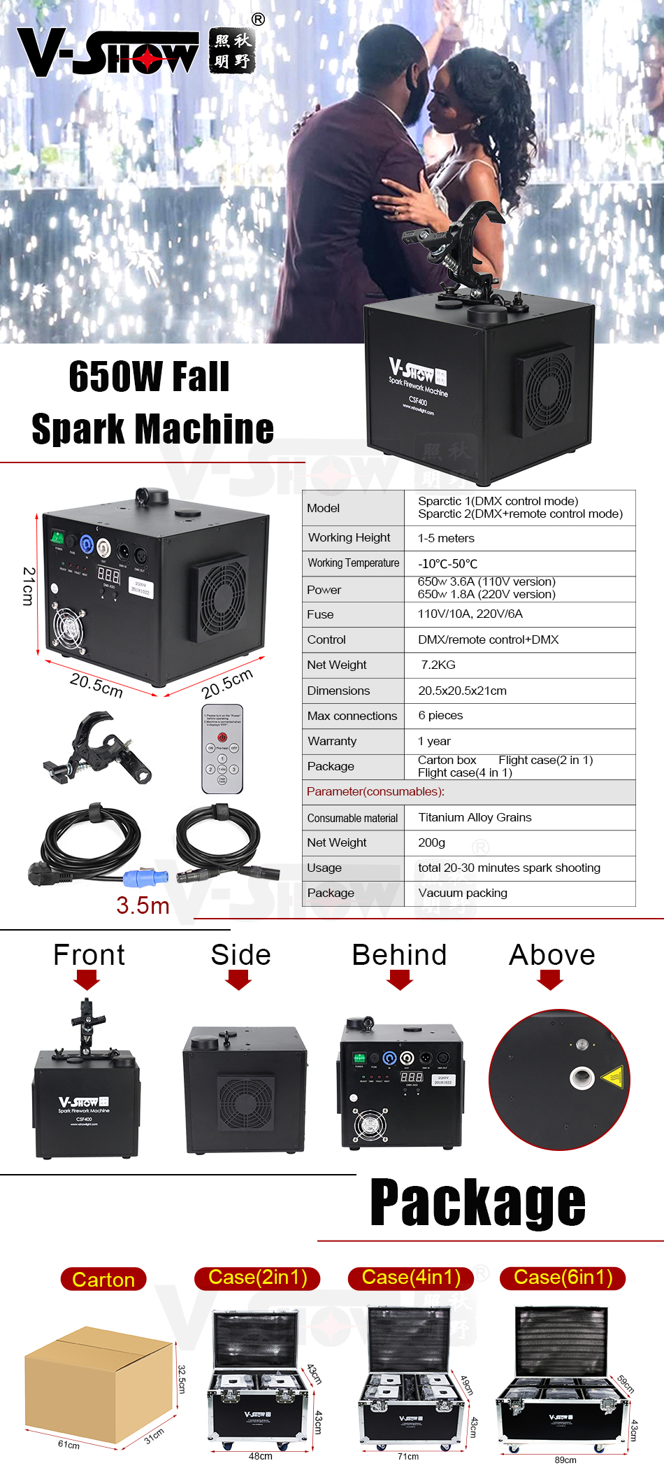 Vshow Fs650 650w Fall Spark Firework Machine - Wedding Firework Lights ...