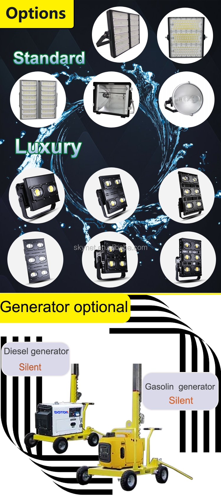 150w Led Light Tower With Engine Diesel Generator, High Quality 150w ...