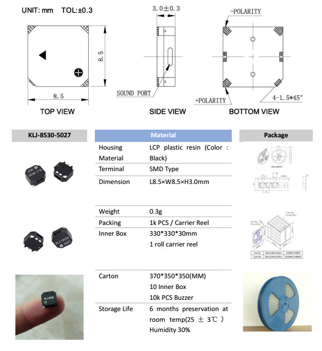 Small Smd Buzzer Magnetic Buzzer Audio Transducer L8.5mm*w8.5mm*h3.0mm ...
