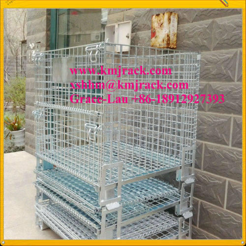 Wire Container Galvanized Stackable Storage Cage, High Quality Wire Container Galvanized ...