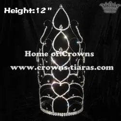 12inch Crystal Pageant Crowns Heart Shaped, High Quality 12inch Crystal ...