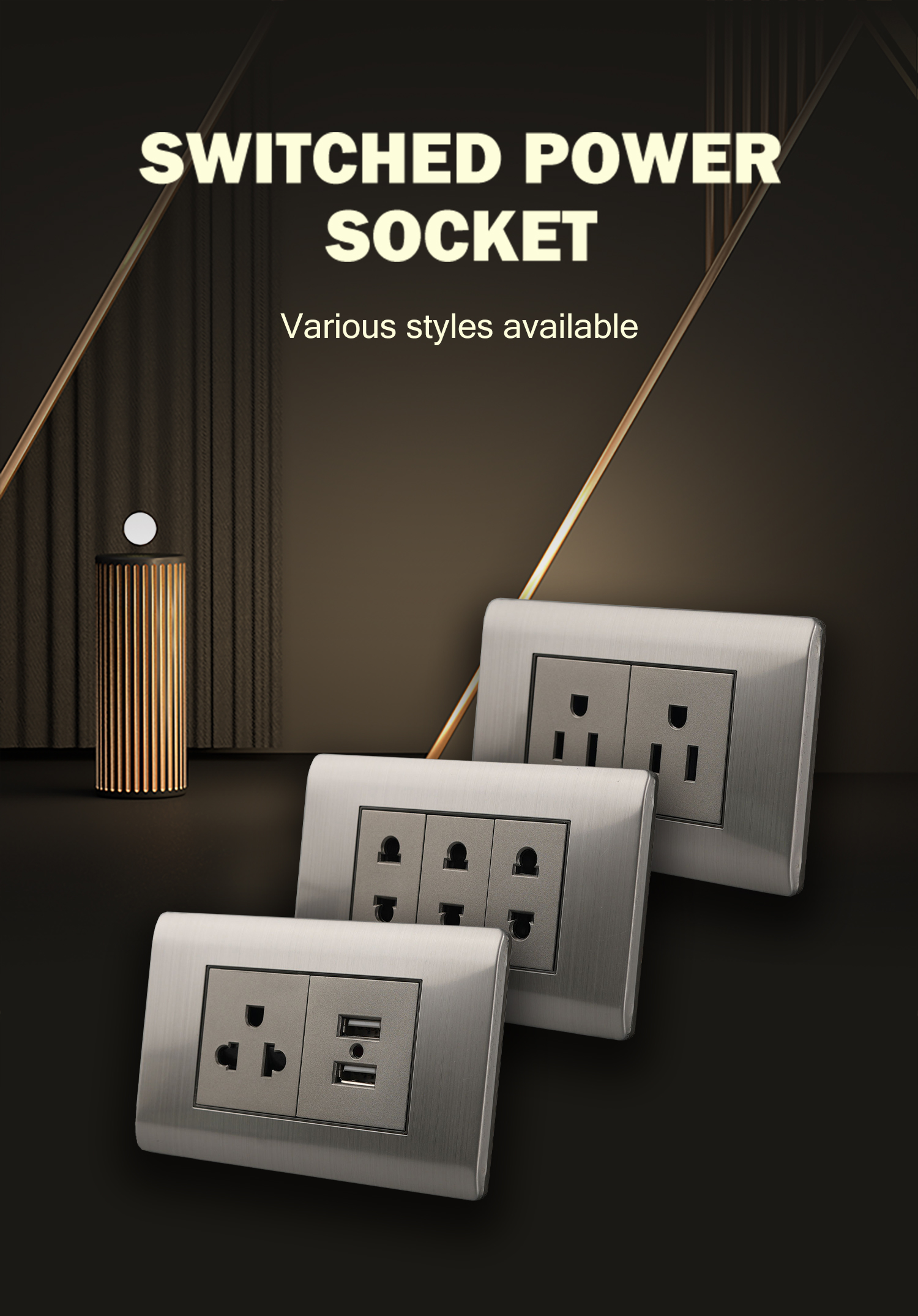 2-hole Wall Socket With Usb C And Light Switch - Home Multimedia Wall ...