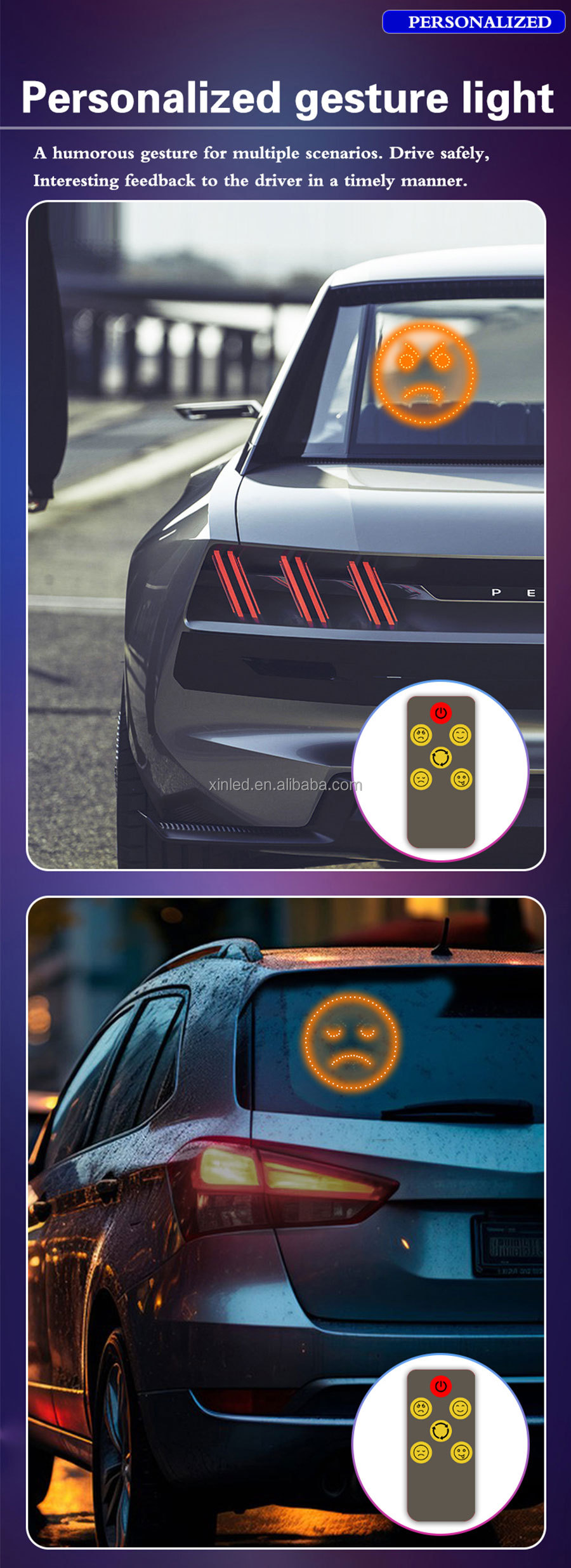 Dynamic Remote Smart Led Five Emotion Switch Car Screen Warning Lamp ...