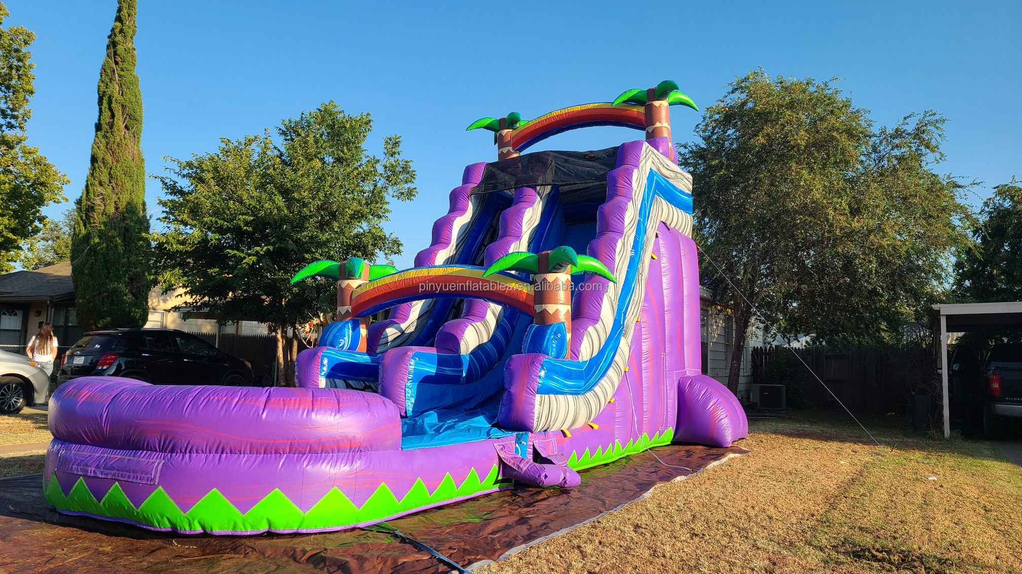 Adult Size Inflatable Water Slide With Pool - Purple Paradise, High ...
