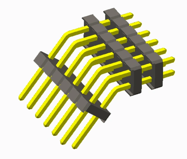 2.54mm pin header triple plastic bent 130 degree China Manufacturers ...