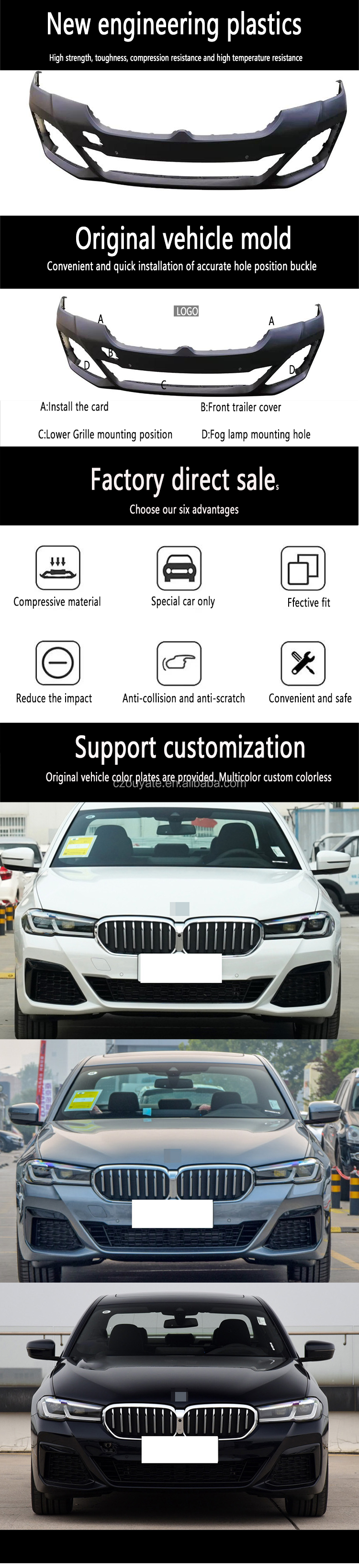 Oem 51115a29956 Bmw 5 시리즈 용 센서 구멍이있는 전면 범퍼 G38 2021, Bossgoo.com의 고품질 ...