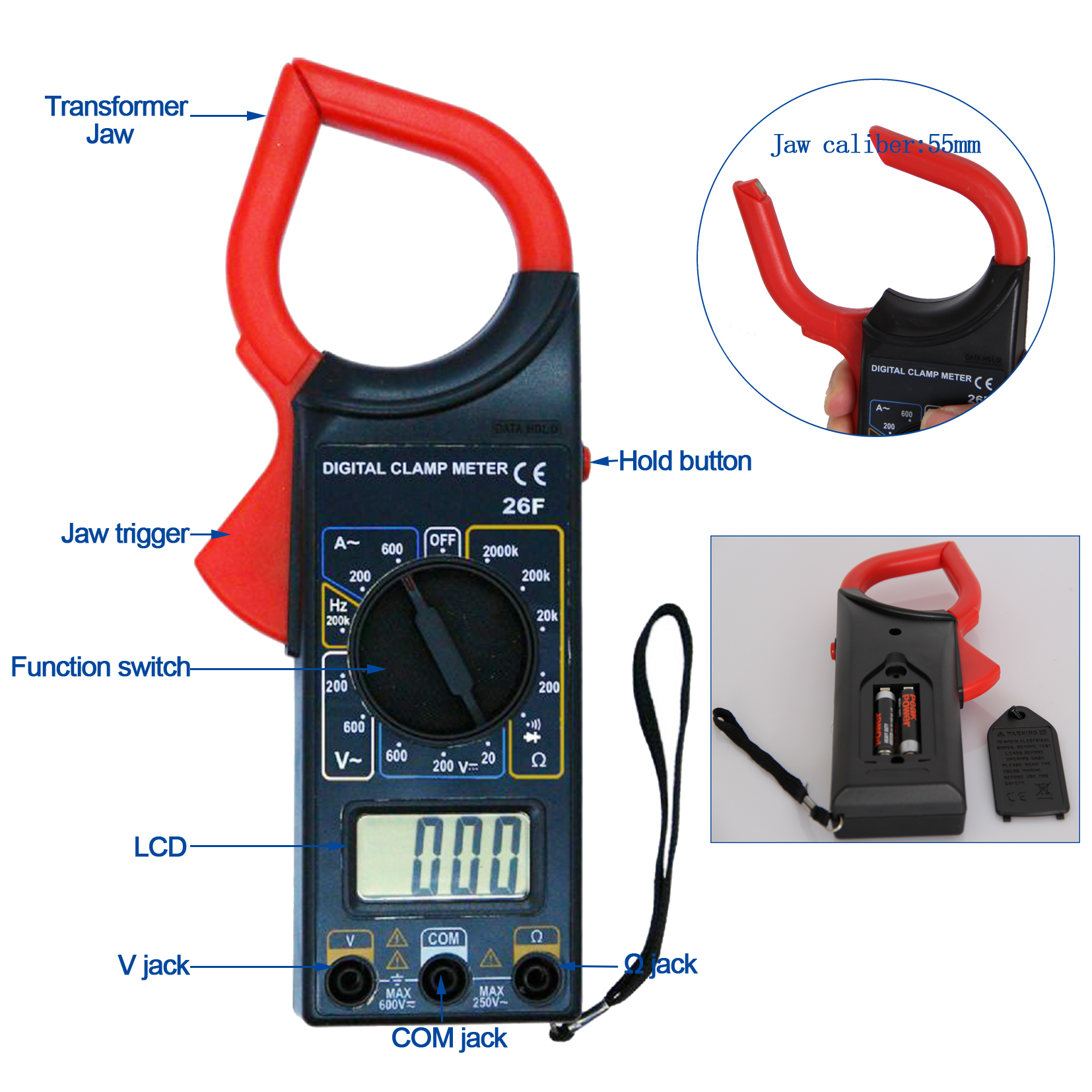 Dt-26f Digital Clamp Meter 600v/600a With Capacitance Measurement, High ...