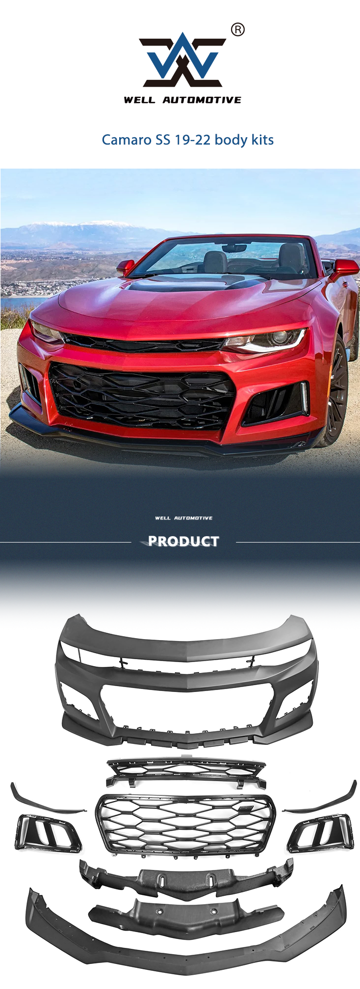 Zl1 Style Front Bumper Conversion Body Kit For Chevrolet Camaro Ss 19 ...