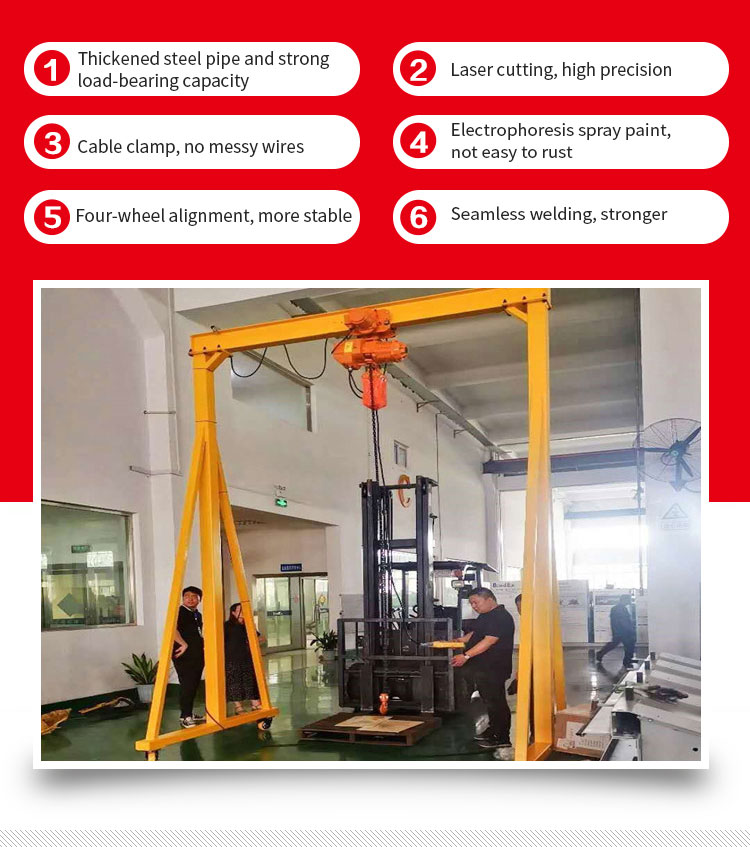 Mini Gantry Cranes: 500kg To 10 Ton Manual Portable Indoor Hoists With ...