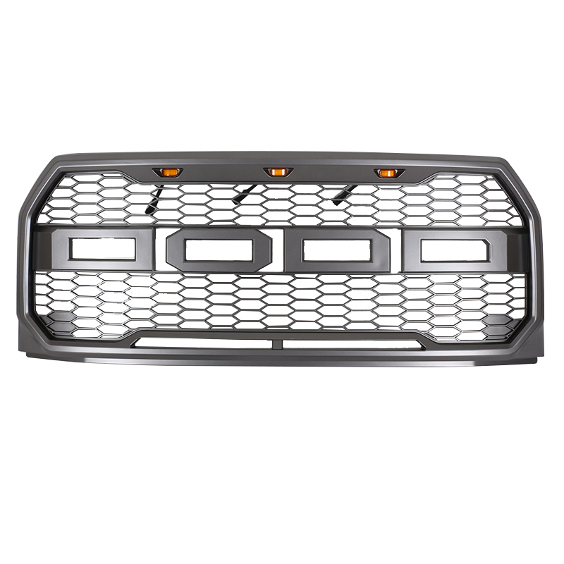 Raptor Style Front Bumper With Grey Mesh Grille And Led Fit For 15-17 ...