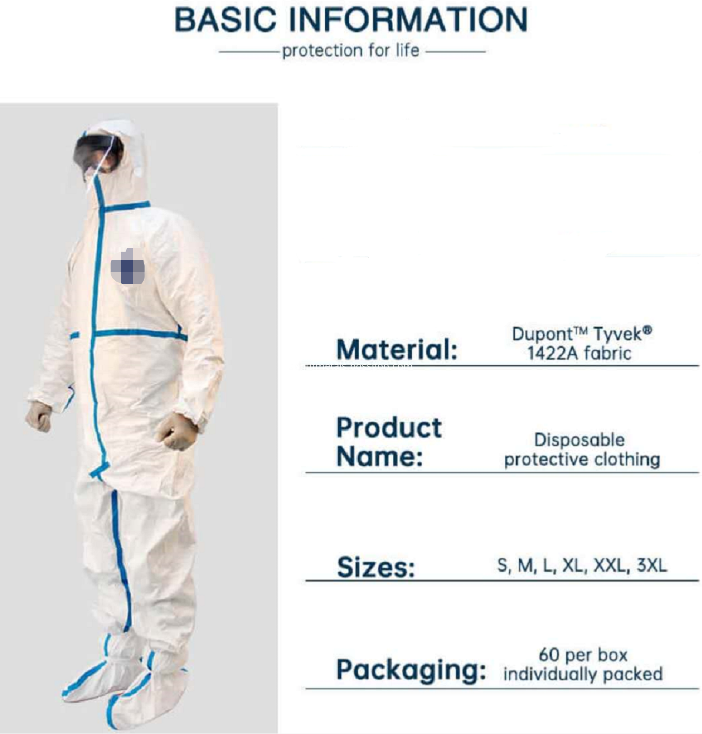Ppe Full Body Isolation Protection Suit Disposable Coverall, High ...