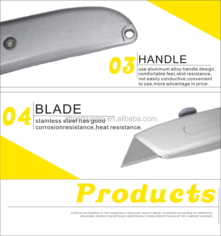 Aluminum Fixed Blade Knives Safety Box Cutter Tools, High Quality ...
