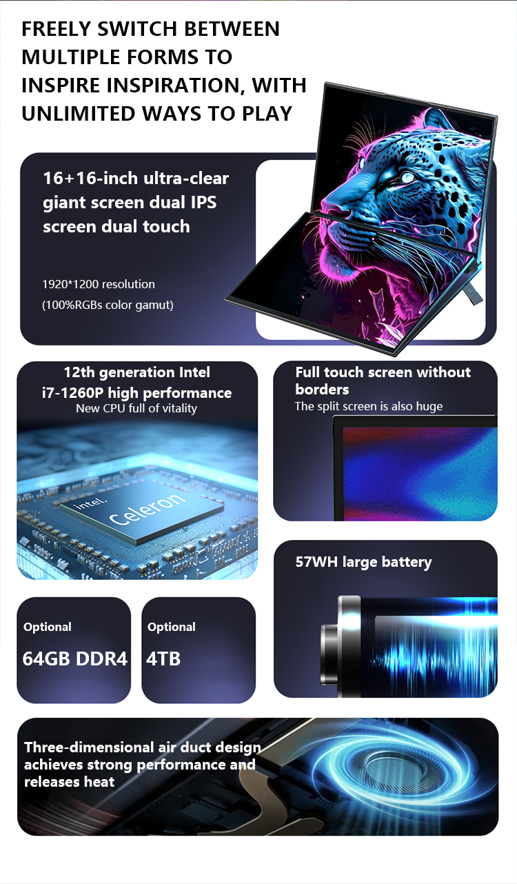 2024 Dual Screen Windows 11 Touchscreen Laptop With 16 Inch Display And ...