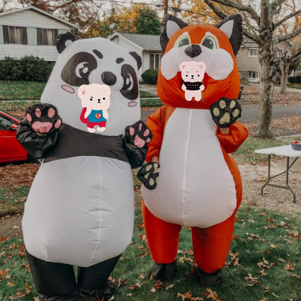 Giant Inflatable Panda Mascot Costume For Adults - Halloween Disguise ...