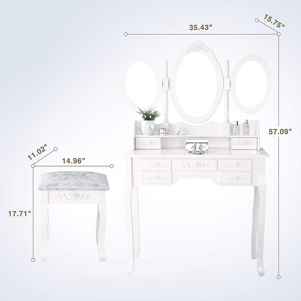 Cheap 7 Drawers Mirrored Dressing Table Manufacturer and Supplier