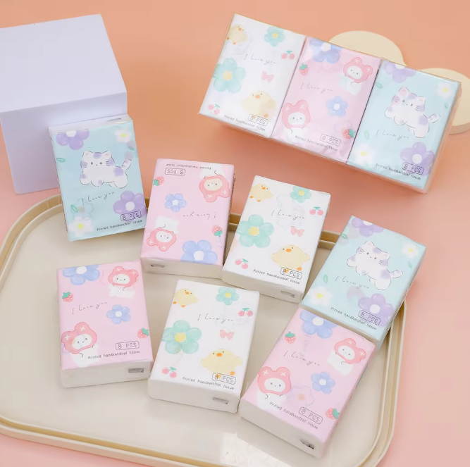 Customized Cartoon Printed Pocket Tissues 3 Layer 9pcs, High Quality ...