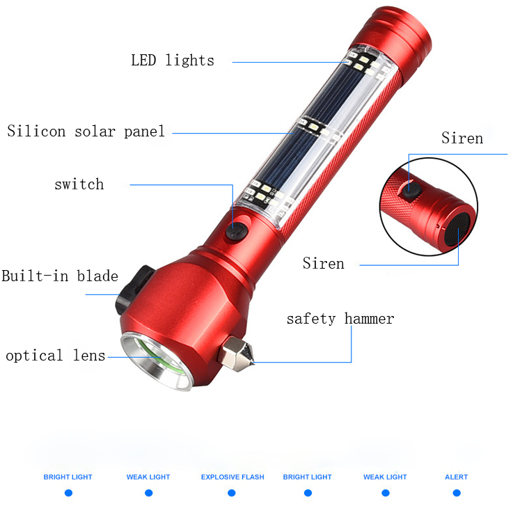6-in-1 Multi-functional Flashlight Car Emergency Hammer, High Quality 6 ...