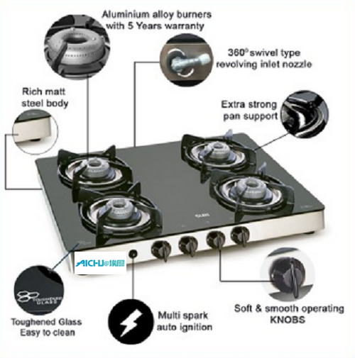 Auto Glass Gas Stove 4 Burners, High Quality Auto Glass Gas Stove 4 ...