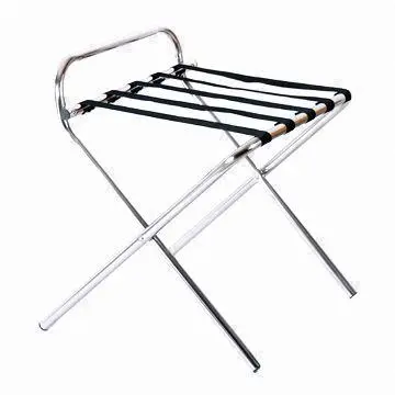 S/s Folding Luggage Rack W/back Rest Bar, Five Black Nylon Straps Of 40 ...