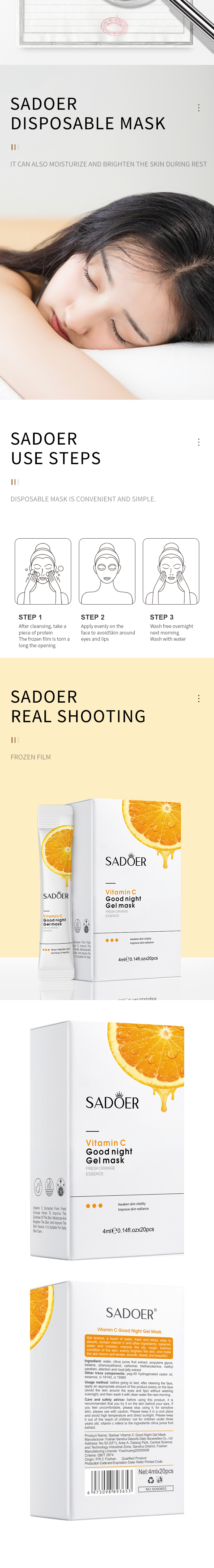 Sadoer Smear Type Good Night Frozen Facial Mask, High Quality Sadoer ...