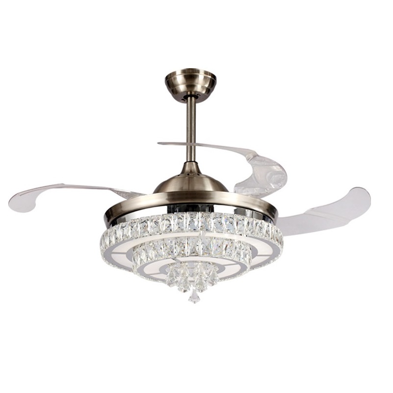 42 Inch Retractable Blade Hidden Ceiling Fan With Crystal Led Light ...