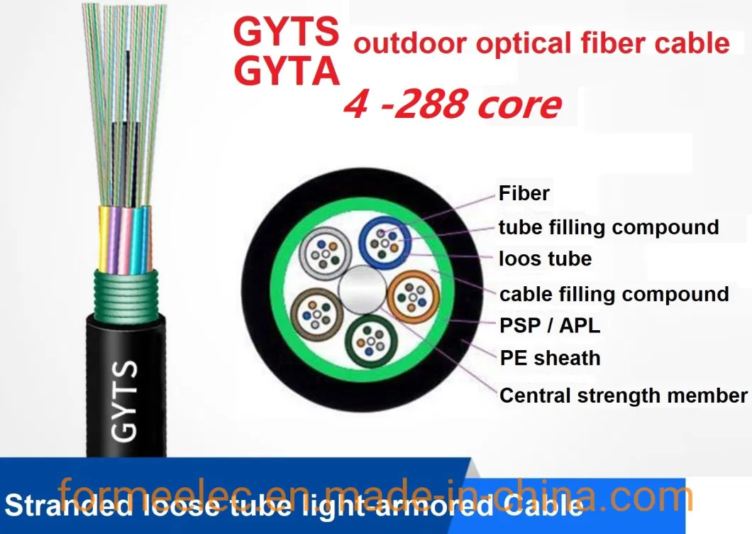Gyts 4 Core Outdoor Fiber Optic Cable Stranded Loose Tube Armored ...