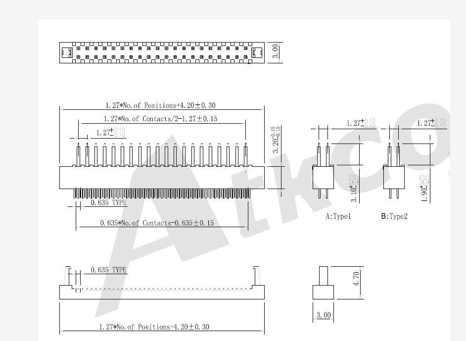 1.27mm Idc Flat Cable Headers Section Dip Plug Connector (terminated Height 5.1), High Quality 1 ...