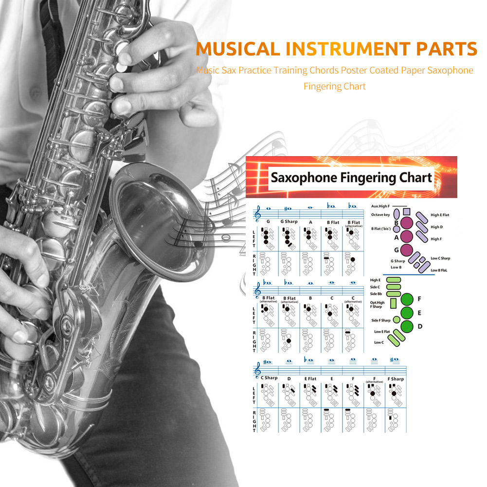 Saxophone Fingering Chart Music Learning Training Chords Poster ...