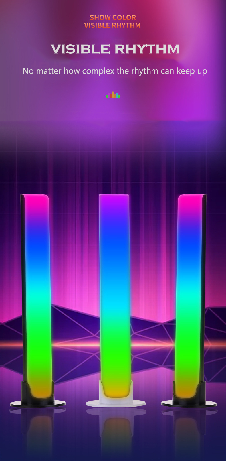 Rgb Flow Rhythm Led Bar: Rechargeable 32led Mood Ambient Light Music ...
