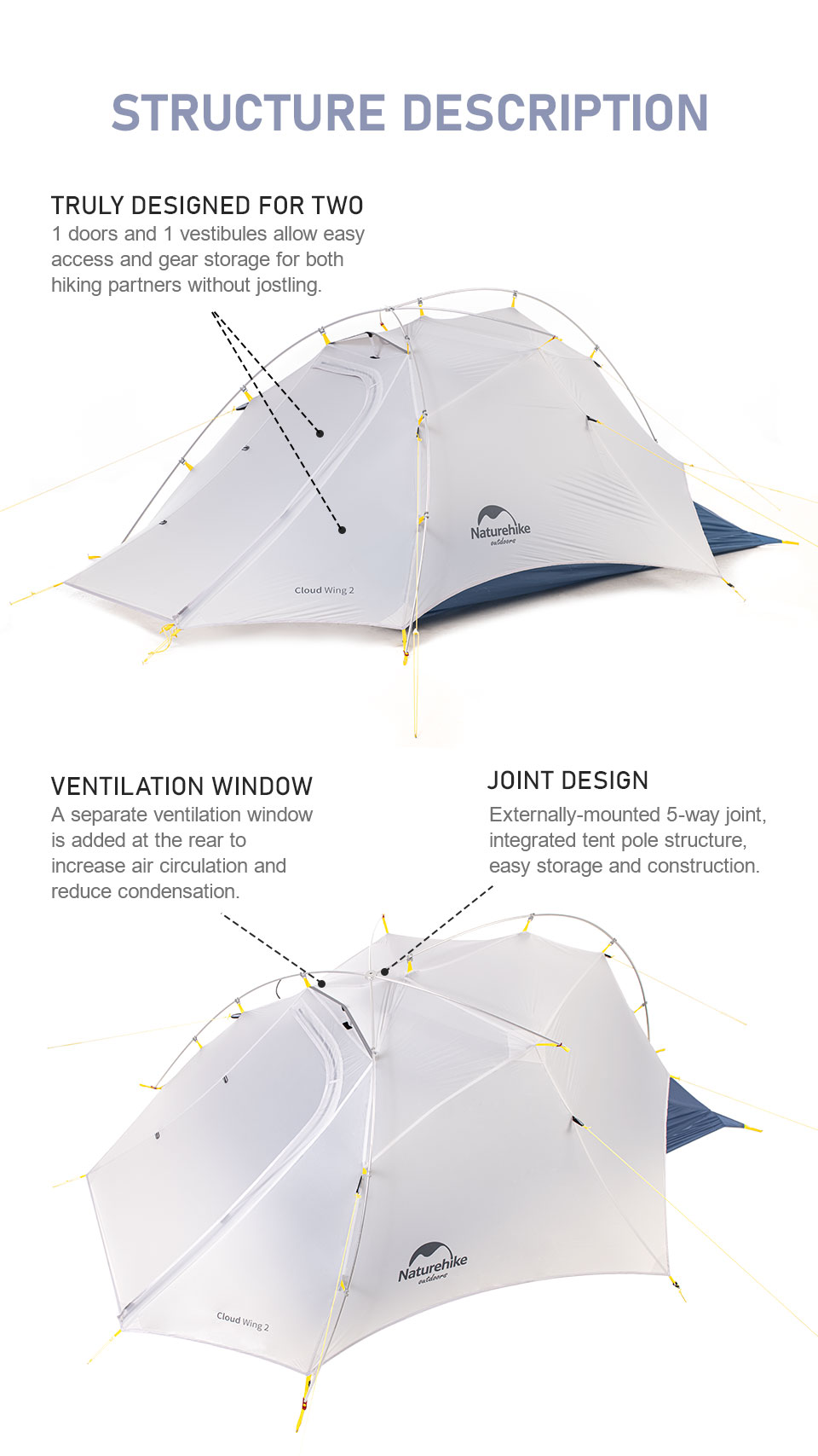 Naturehike Cloudup Wing Ultralight 2 Persons 15d Tent Outdoor Camping ...