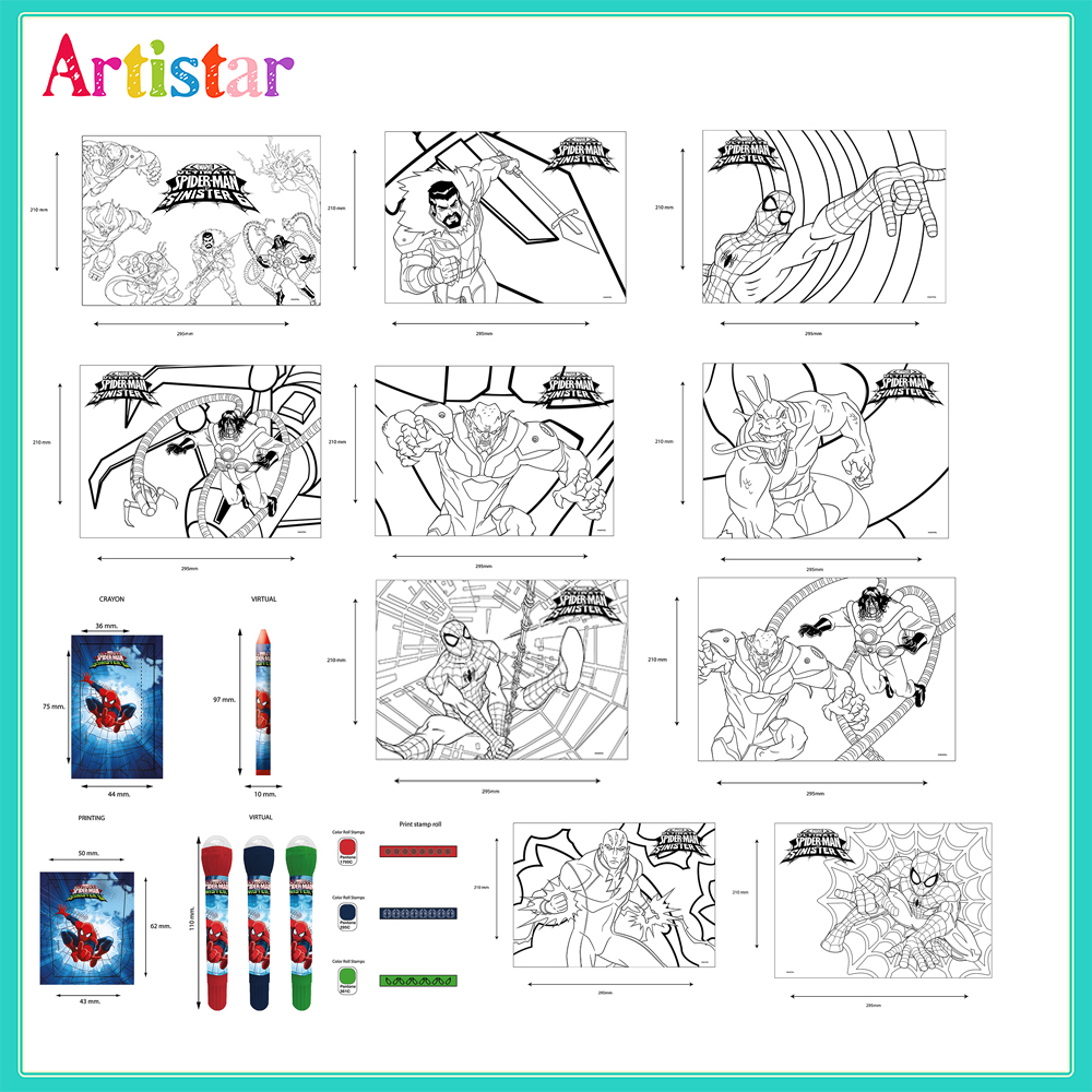 Marvel Spiderman Colouring Double Blister Card Set, High Quality Marvel ...