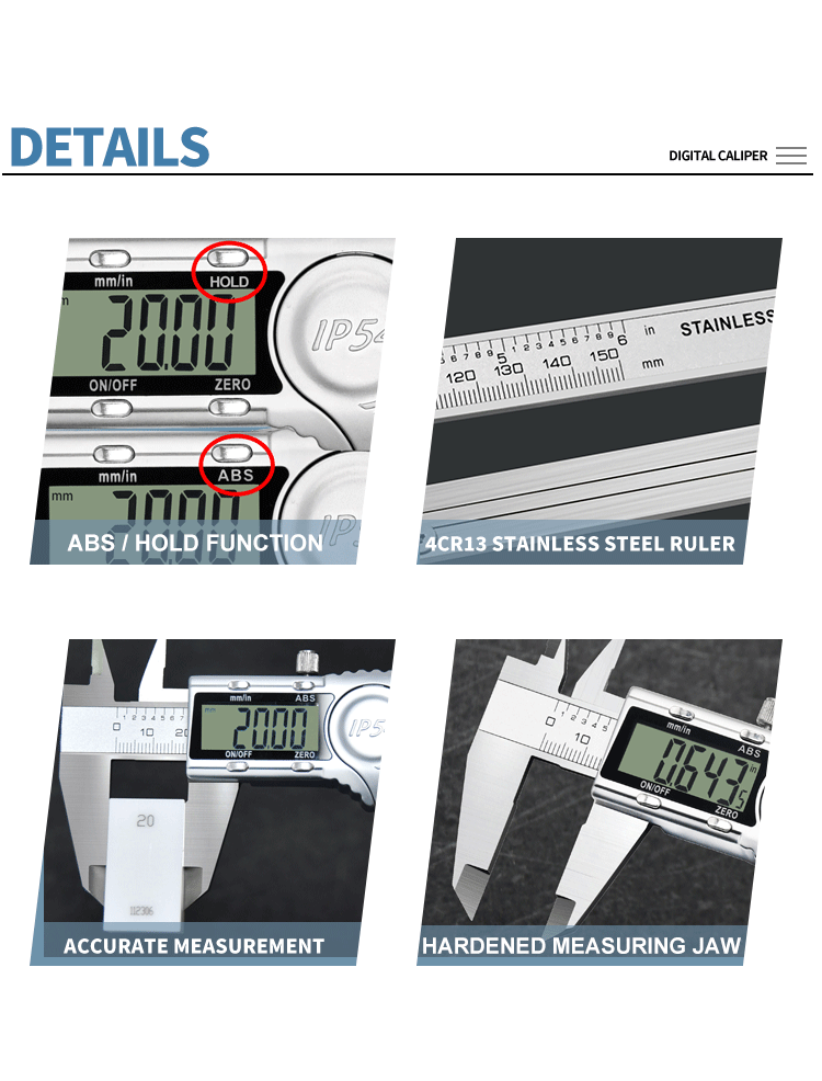 150mm Stainless Steel Digital Vernier Caliper Measuring Tool, High ...