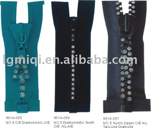 Fancy Large Decorative Diamond Plastic Zipper, High Quality Fancy Large ...