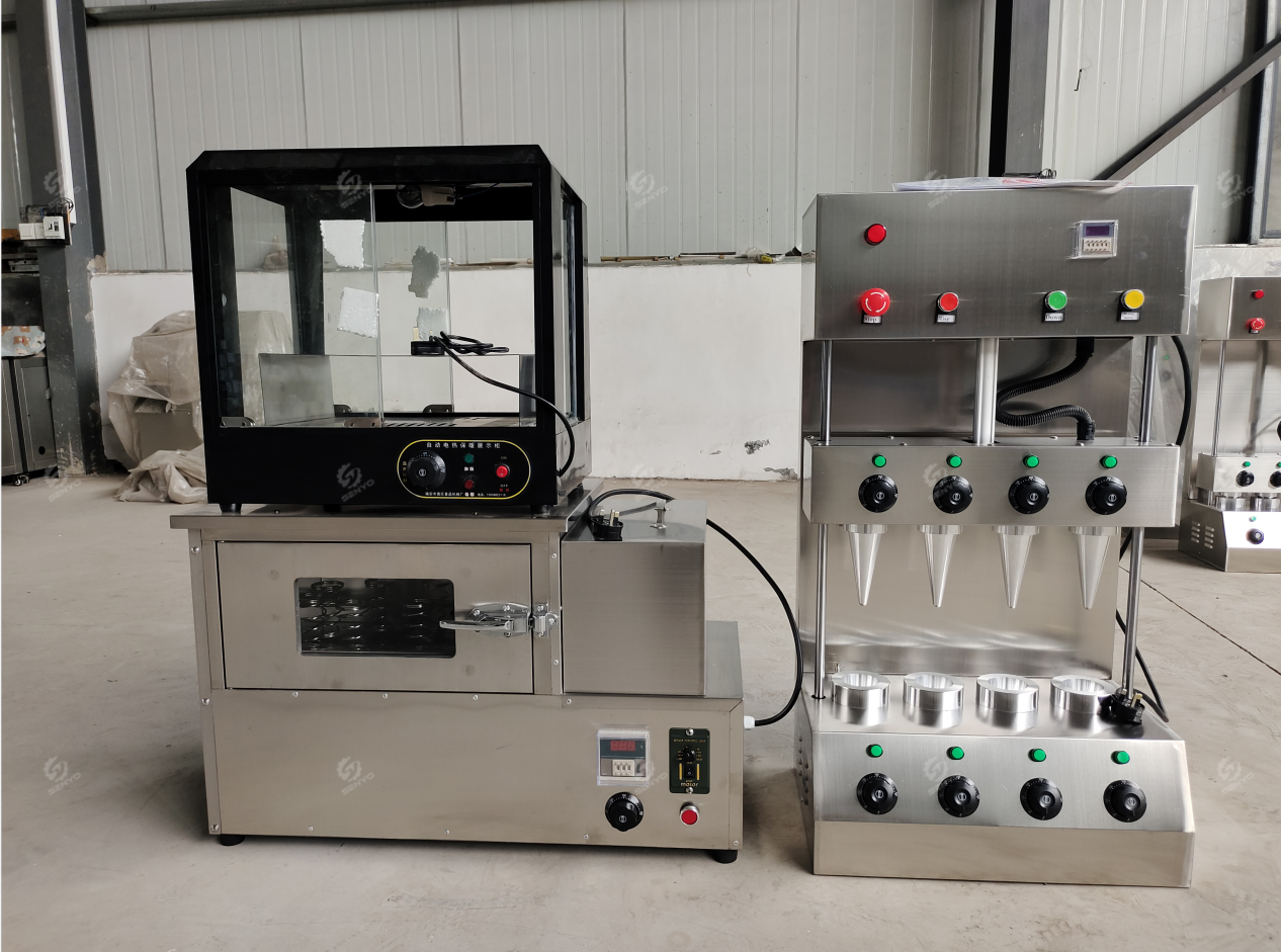 Pizza Cone Molding Machine And Rotary Oven Showcase With Production ...
