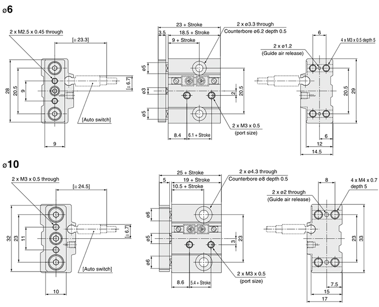 Mgj Smc Type Pneumatic Cylinders: Small Compressed Miniature Air ...