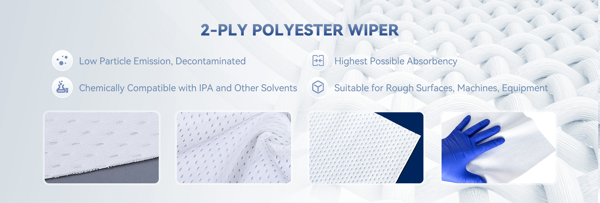 12x12 Inch Cleanroom Wipes - 240 Gsm 2-ply Polyester Wiper For Dust ...