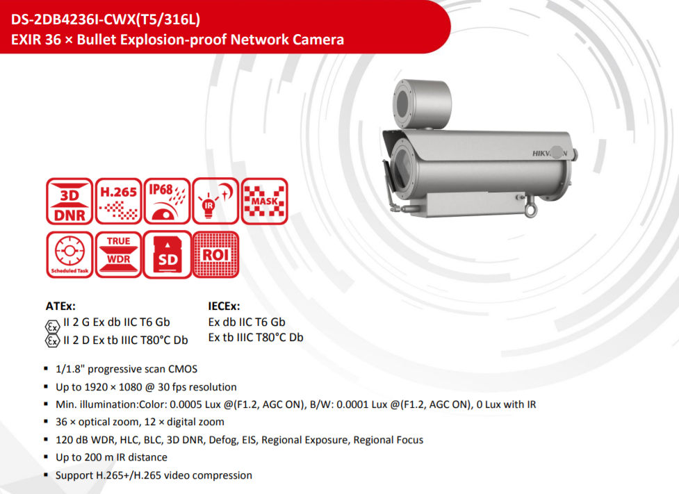 Original Hikvision Exir 36x Bullet Explosion-proof Network Camera, High ...