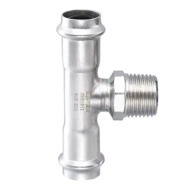 Stainless Steel Tee Fitting With Male Thread Press Fitting, High ...