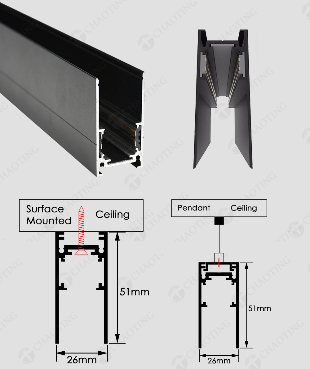 Dc 48v Led Magnetic Track Light - 2cm Width Rail With Triac Pendant ...