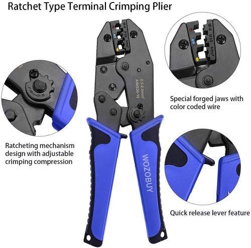 Wire Terminals Crimping Tool,insulated Ratcheting Terminals Crimper Kit ...