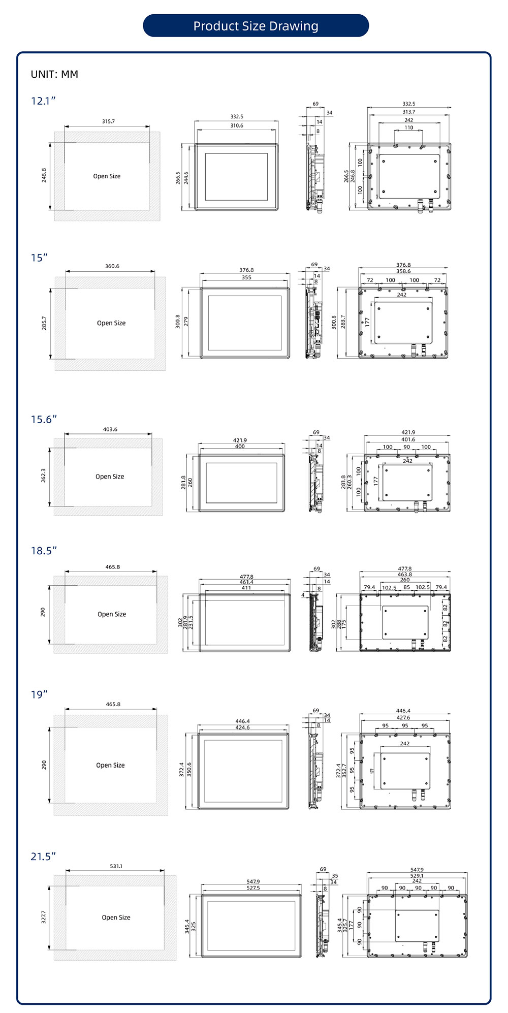21.5 Inch Ip65 Rugged Industrial Display | Atex Hmi Operation Panel ...