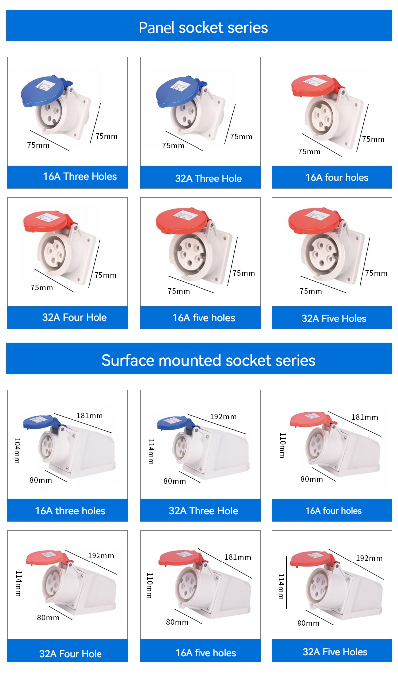 380v 4 Pin Mobile Industrial Surface-mounted Socket, High Quality 380v ...