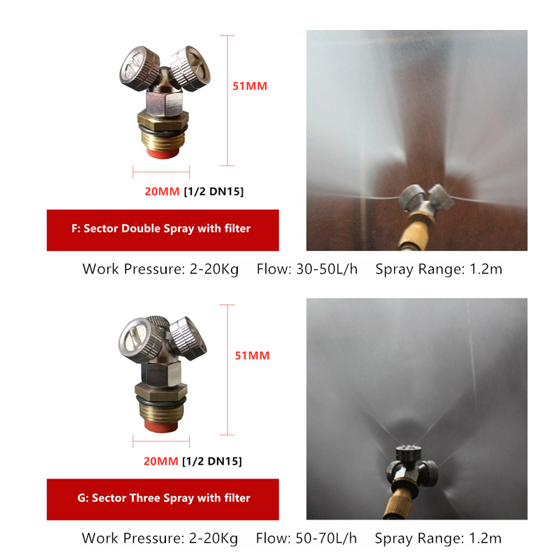 Misting Nozzle Adjustable Hose Connector Brass Atomizing Spray Sprayer Fitting Nebulizer Water ...