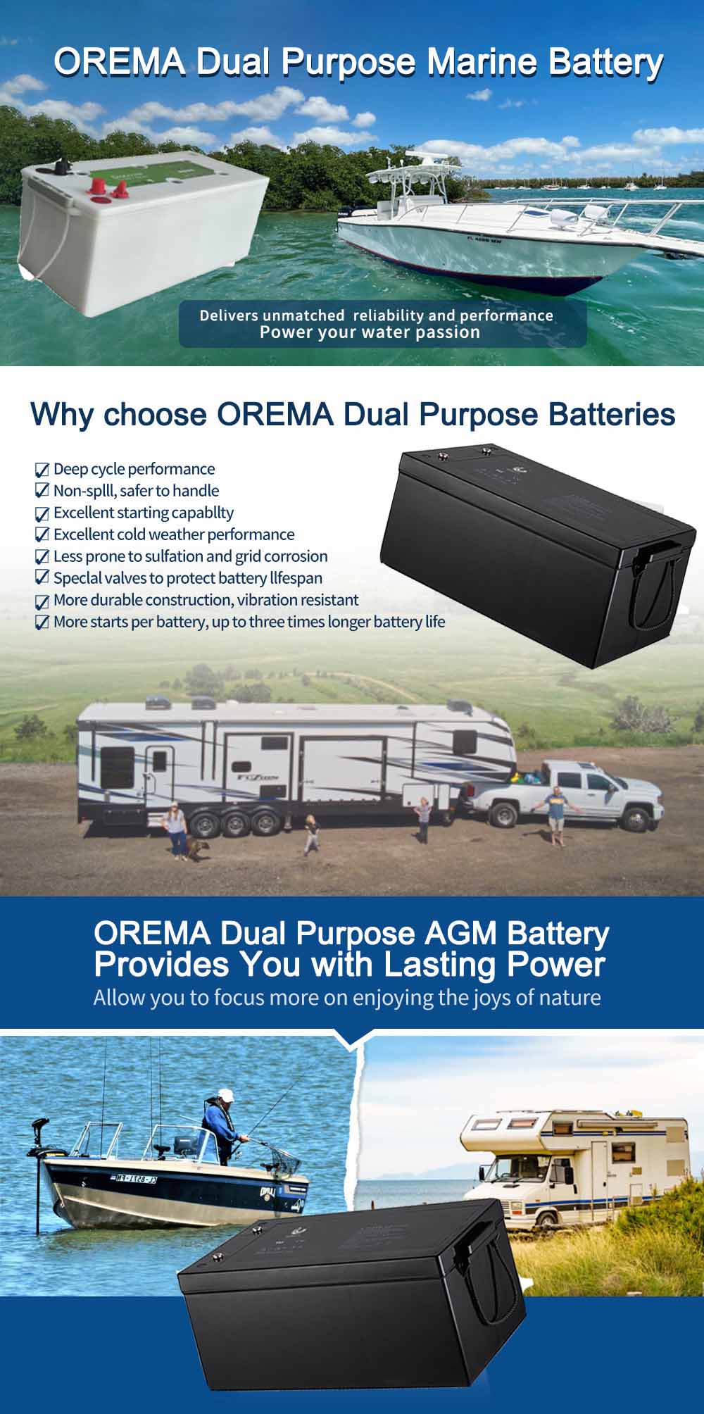 Dual Purpose AGM Marine and RV Battery