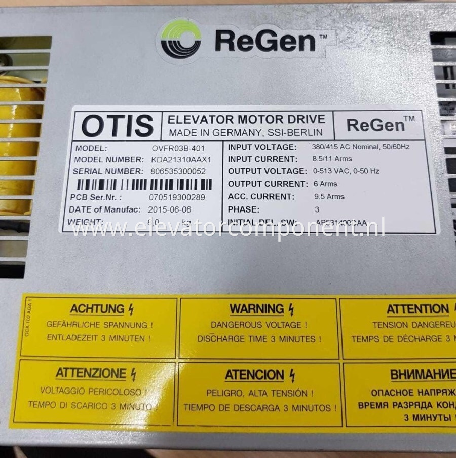 KDA21310AAX1 OVFR03B-401 ReGen Motor Drive for Otis Elevators