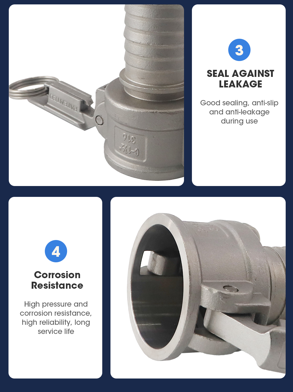 Ss316 Camlock Coupling - Stainless Steel Type C Autolock C-serrated ...