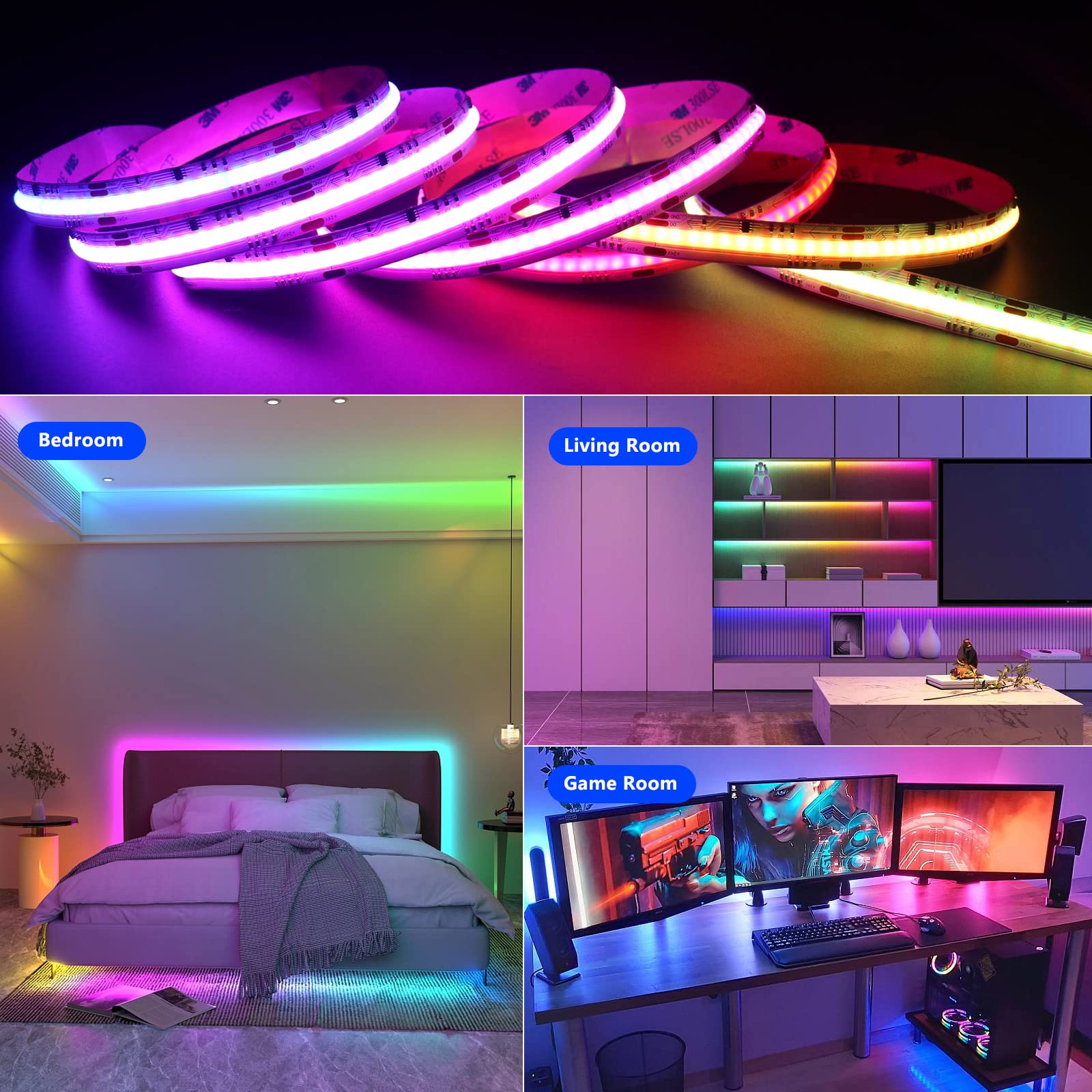 24v Ws2812 Rgb Ic Flexible Led Strip 50m Rainbow Lighting, High Quality ...