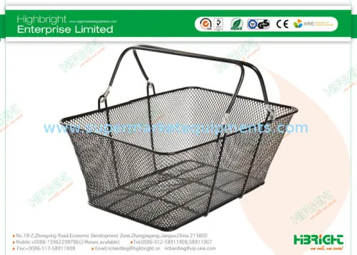 Retail Black Wire Mesh Double Handle Hand Held Shopping Baskets Hbe-b ...
